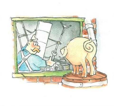 Silas, the first pig to fly. - Aartwerk